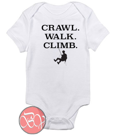 Crawl. Walk. Climb Baby Onesie | Cool Baby Onesie Designs - Bigvero.com